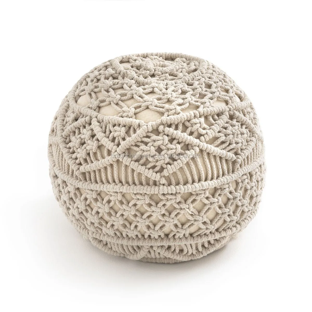 25 Years Factory Custom Hand Knotted Macrame Pouf,Knitted Pouffe,Weave ...
