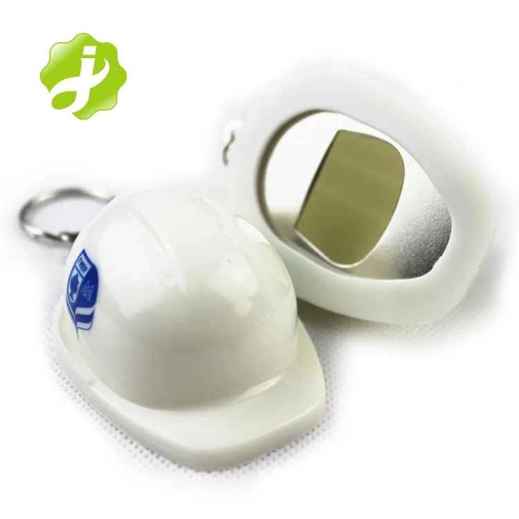 Promotion Plastic White Safety Helmet Keychain with Logo