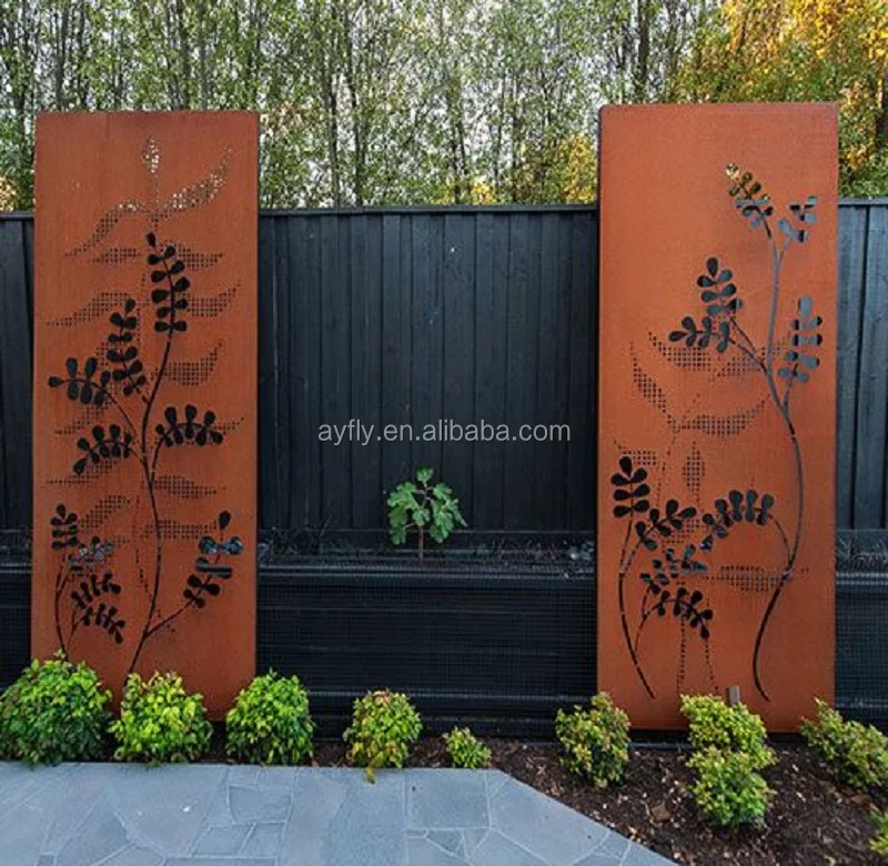 Laser Cut Corten Steel Garden Screens With Bamboo Image - Buy Corten ...