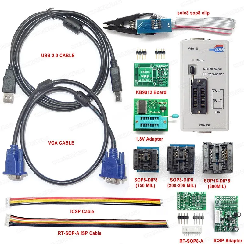 Rt809f + 8 Adapters Isp Programmer Kit Ic Repair Tools - Buy Rt809f,Rt809f Lcd Programmer,Rt809f ...