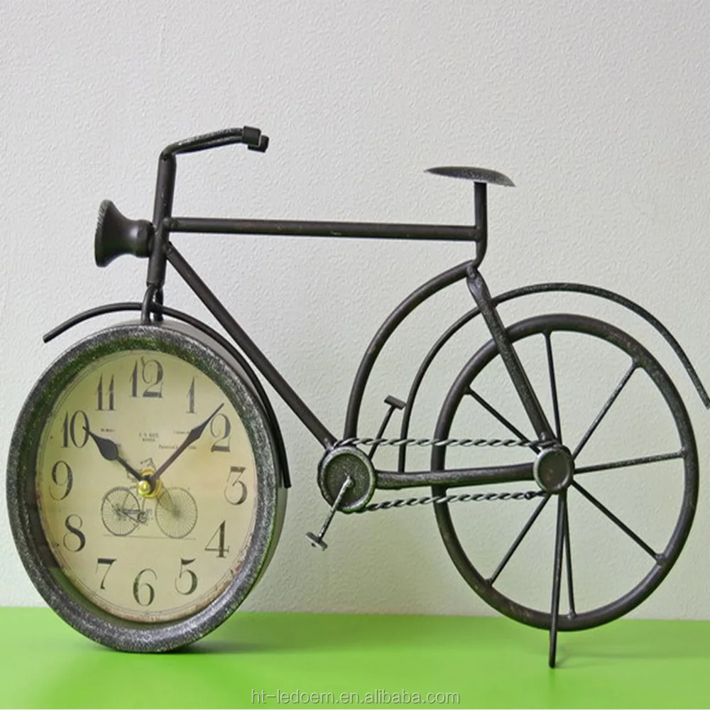 American Country Style Wrought Iron Bicycle Shaped Wall Clock