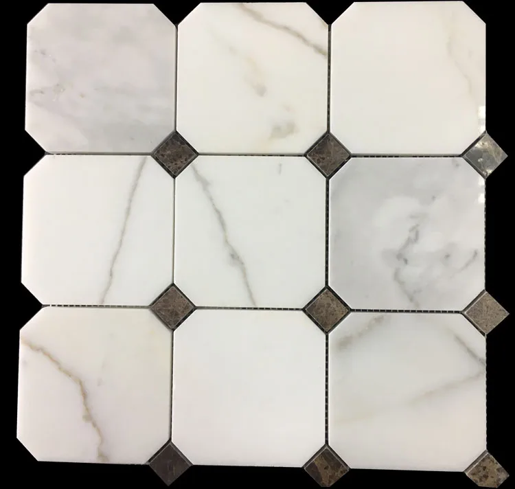Wholesale Carrara White Marble Brown Dot Mosaic Tiles
