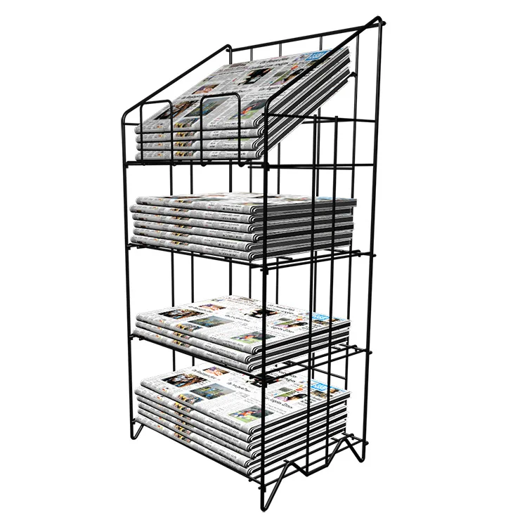 Customized Advertising Display Rack Newspaper Stand Metal Bookshelf ...