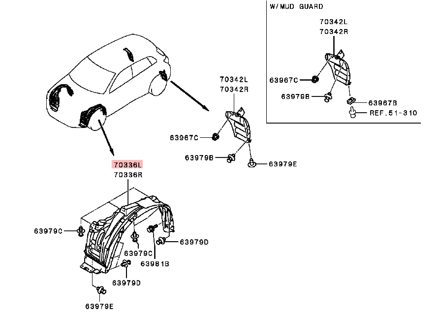 Front Left Hand Wheelhouse Splash Shield For Mitsubishi Asx Ga1w Ga2w ...