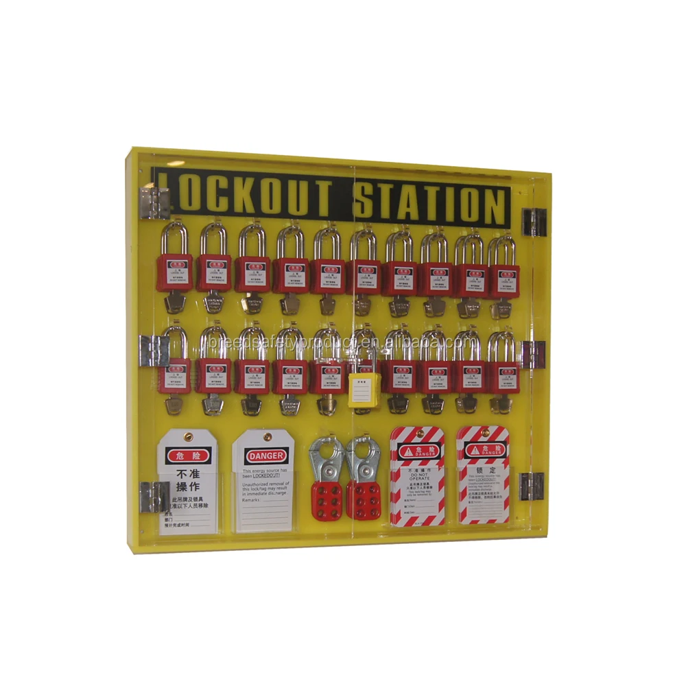 Wall-mounted Acrylic LOTO Box Lockout Station Filled
