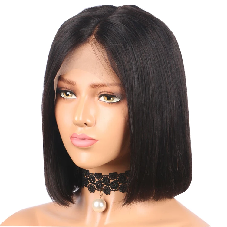 Natural Color Straight Wave Brazilian Virgin Human Hair Lace Front Wigs ...
