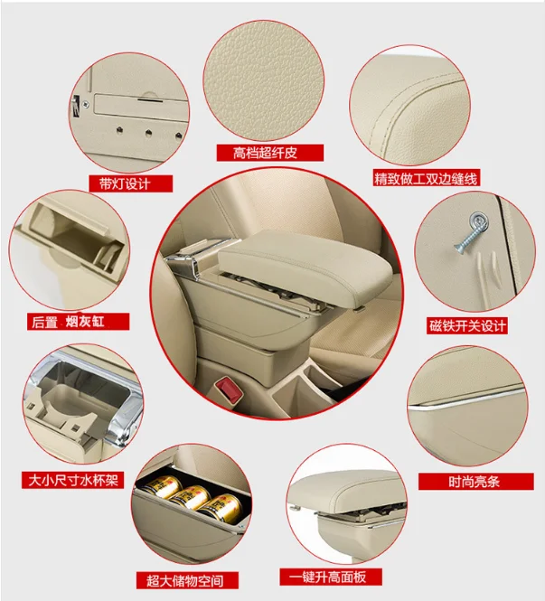 Car Armrest Console Box with USB - Versatile & Convenient