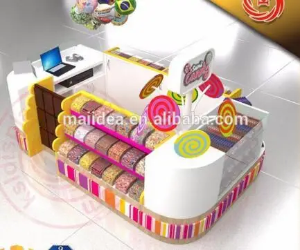 Retail mall food counter sweet cotton candy kiosk design for sale