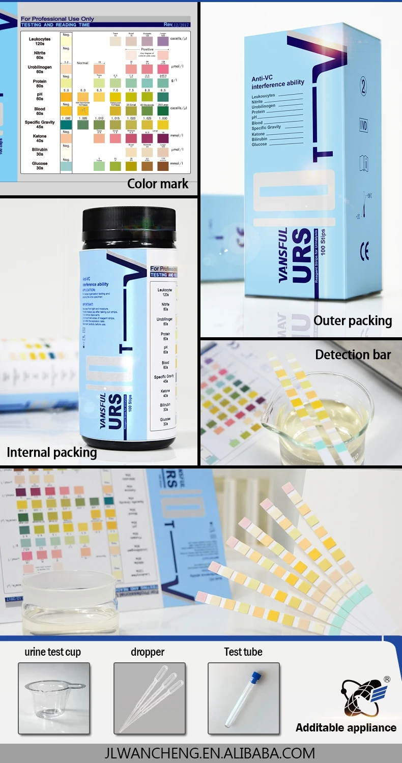 Urs-10t Urinalysis Reagent Test Paper 10 Parameters Urine Test Strips ...