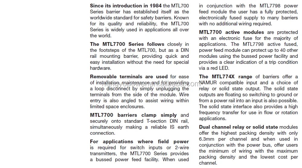 Mtl7700 Series Din-rail Mounting Safety Barriers Mtl7715p+ - Buy Mtl ...