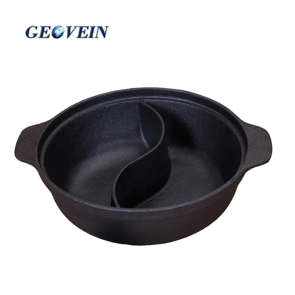 Wholesale Heavy Duty Round Shabu Shabu Cast Iron 2 Section Metal Hot ...
