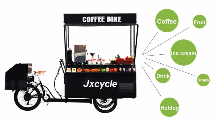 Mobile Food Display Bike Food Cart - Max Speed 5-15 Km/h