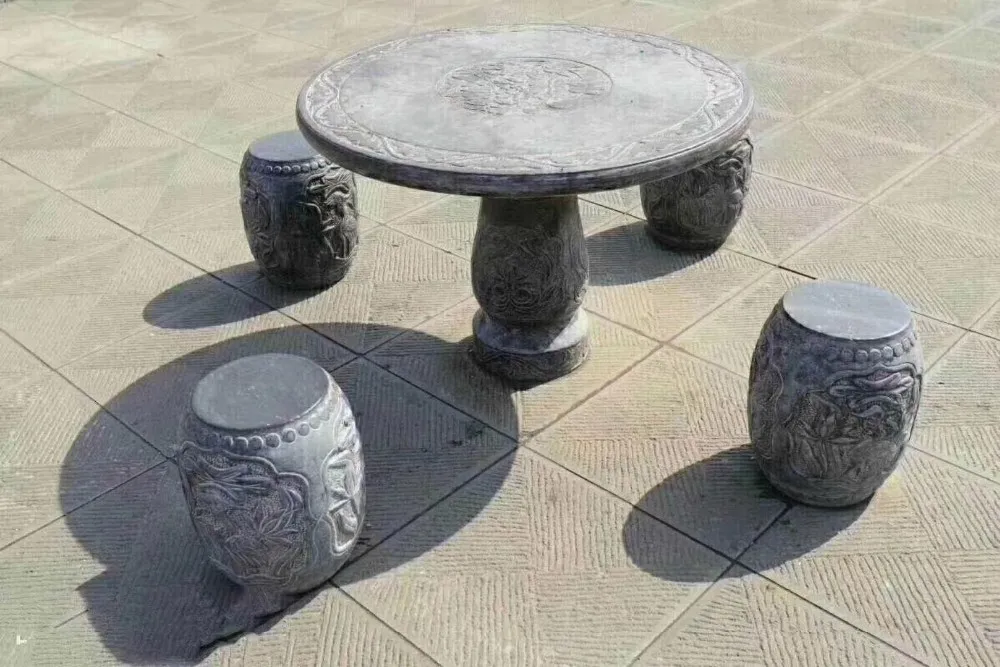 Concrete Garden Set Round Shape Table Seat Plastic Mold For Outdoor ...