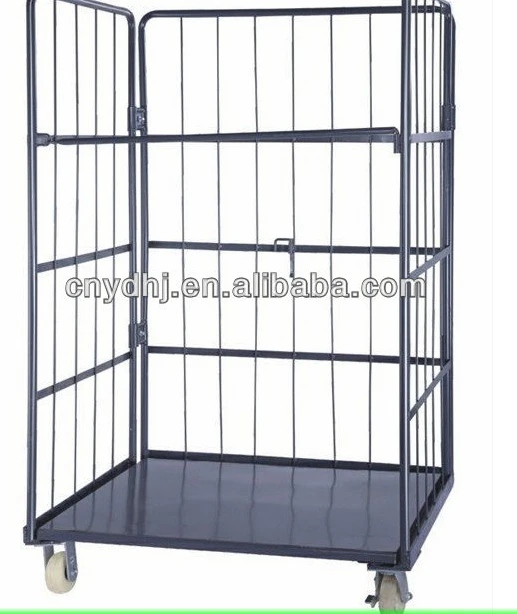 4 Wheels Heavy Duty Warehouse Steel Wire Rolling Cage Cart