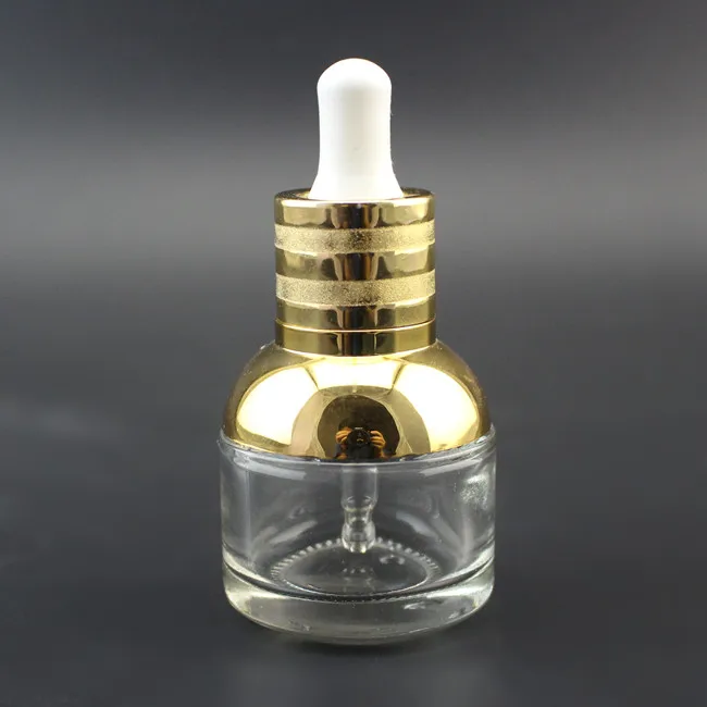 Luxury 30ml Fancy Glass Dropper Bottle Square Shape With Gold Push ...