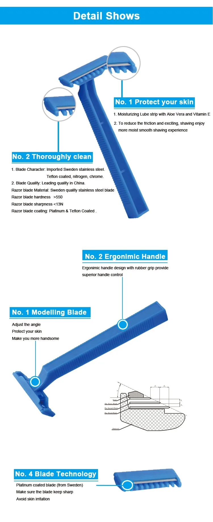 Medical Single Blade Shaving razor Hospital razor with Comb High ...