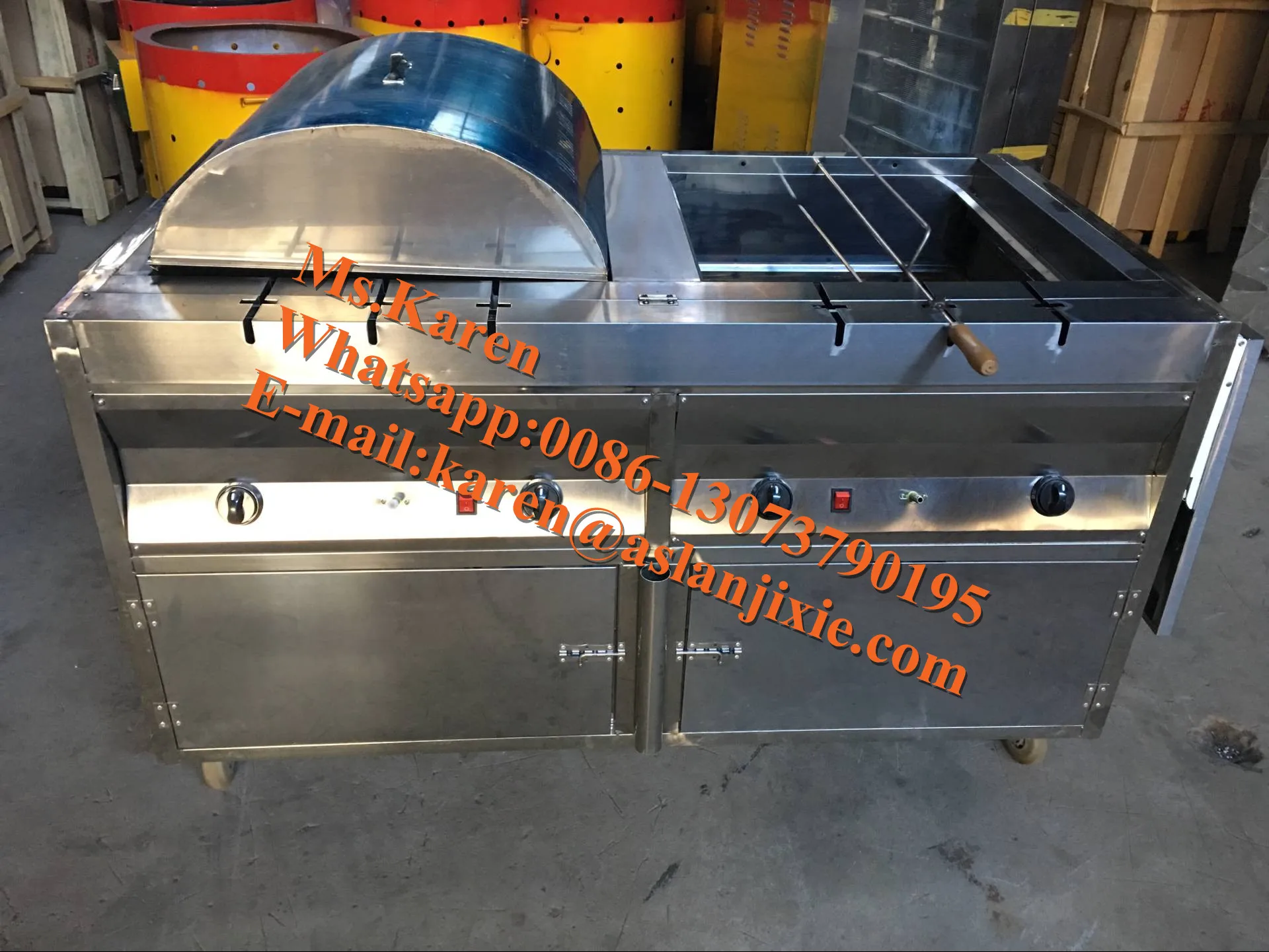 Gas type grill machine / grill duck charcoal roast machine / BBQ ...