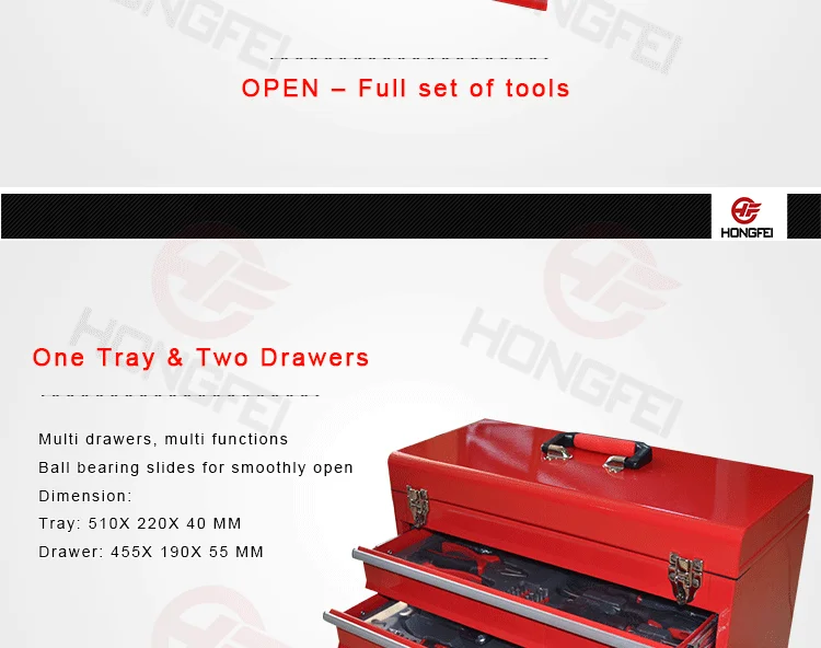 Hongfei Selling Popular Red Car Drawer Cheap Metal Tool Boxes With 2 ...