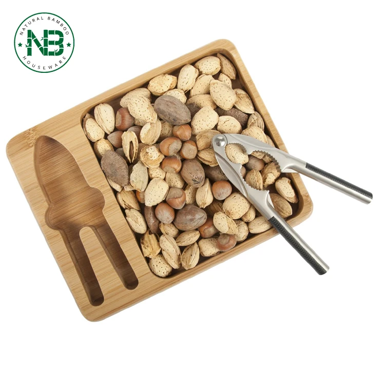 Eco-friendly 100% Natural Bamboo Nut Serving Tray With Nutcracker - Buy ...