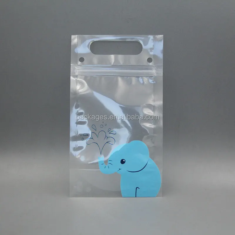 Stand Up Disposable Resealable Ziplock Clear Drink Pouch With Straw For ...