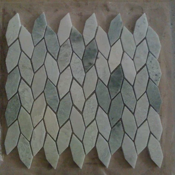 Mm-01 Natural Stone Backsplash Ming Green Leaf Shape Marble Mosaic Tile ...