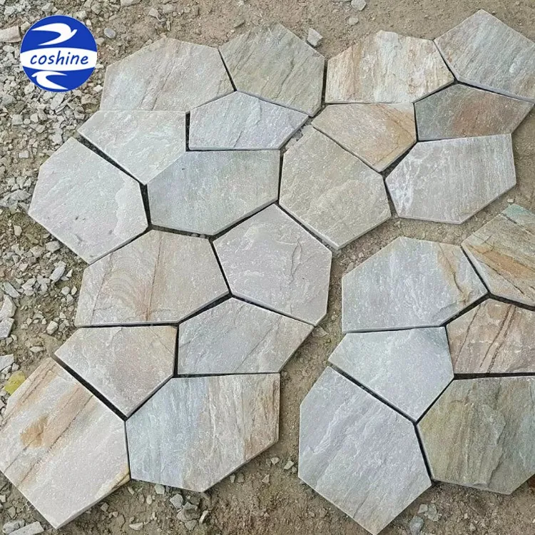 Meshed Backed Irregular Flagstone Interior Floor Tiles,Slate Pavement ...