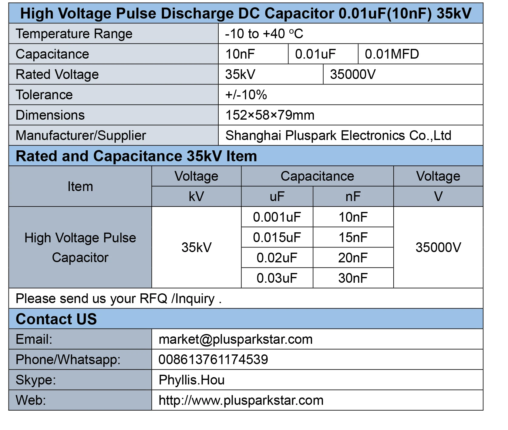 高压电容器35kV 0.01uF/10nF双端塑料| Alibaba.com