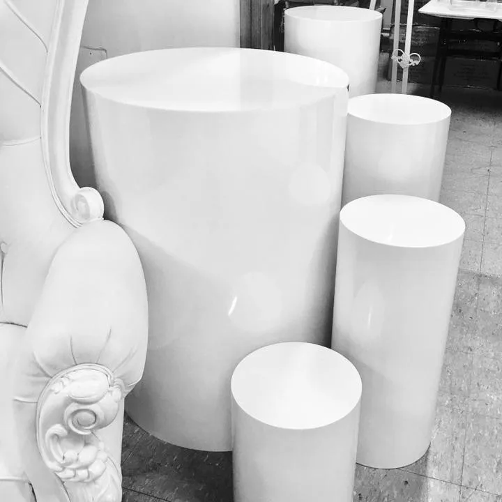 Wholesale Large Acrylic Round Cylinder Plinth - White Display
