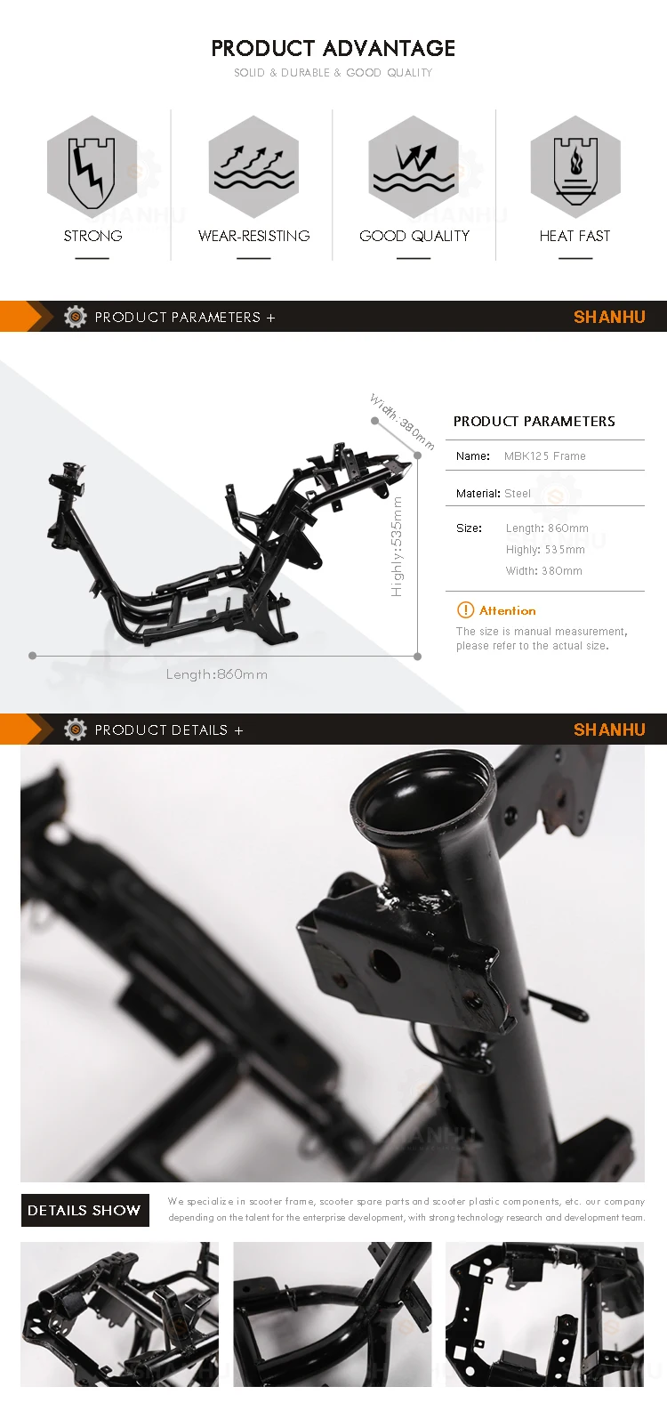 Wholesale Stable Steel Electric Motorcycle Scooter Frame