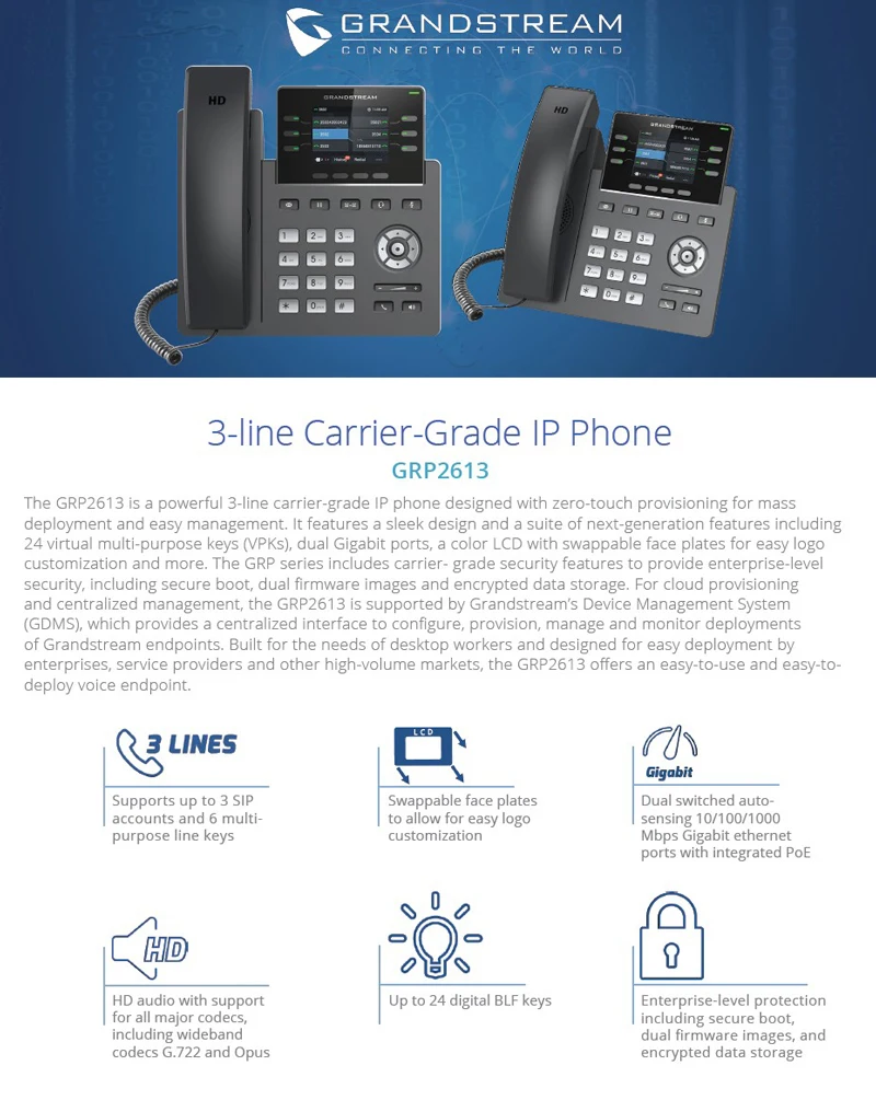 Grandstream Grp2614 With Poe Ehs Dual Gigabit Port - Buy Color Screen ...