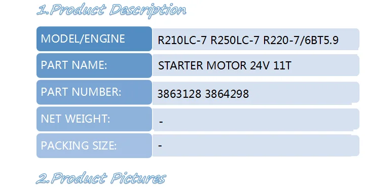 Starter Motor 12v 10t 3863128 3864298 For Hyundai 6bt5.9 Engine R210lc ...
