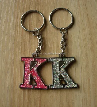 Custom Pink/white Letter K Keychain/key Ring With Glitter Rhinestone ...