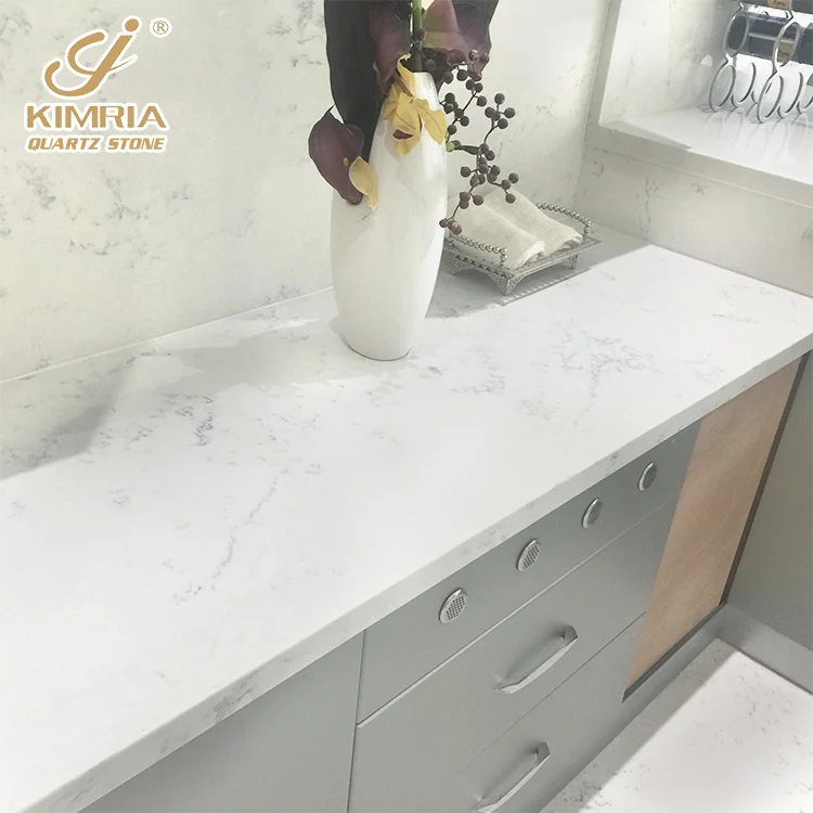 Customized Solid Surface Quartz Stone Table Top Countertop Carrara ...
