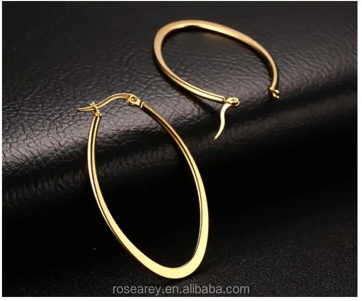 New Popular Stainless Steel Silver Gold Black Thin And Flat Big Large ...