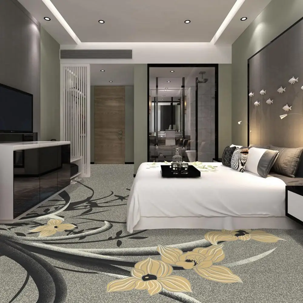 Luxury Modern Design Fire Resistant Hotel Carpets 80% Wool And 20% ...
