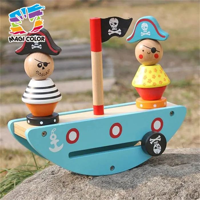 Wholesale Educational Pirate Boat Theme Stacking Blocks Game Wooden ...
