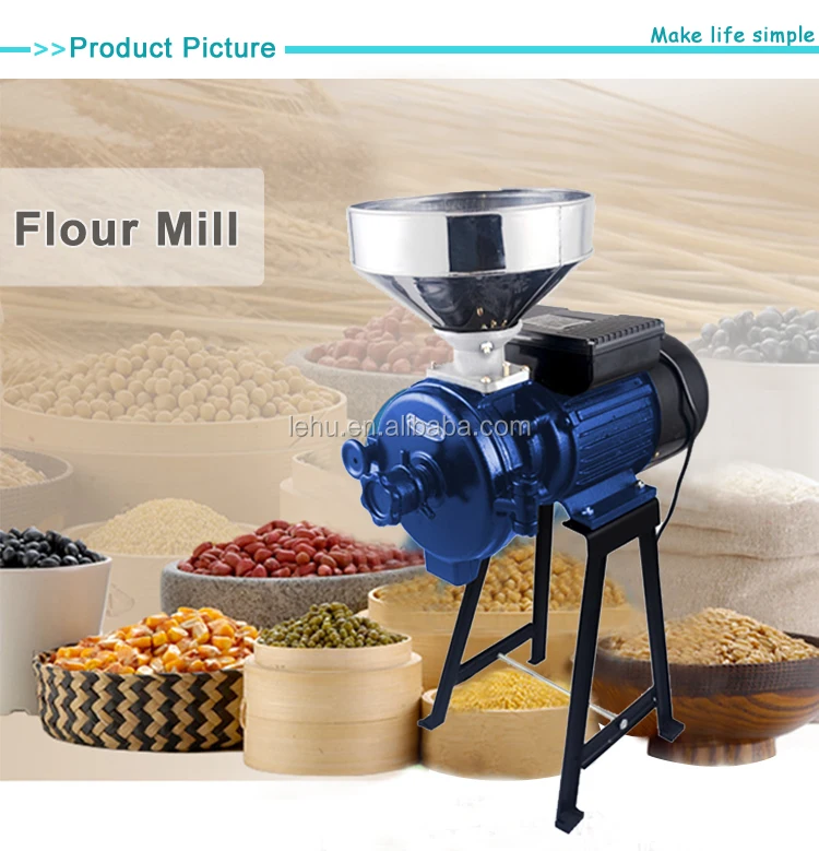 Stainless Steel Hopper Funnel Mini Maize Wheat Flour Mill Machine ...