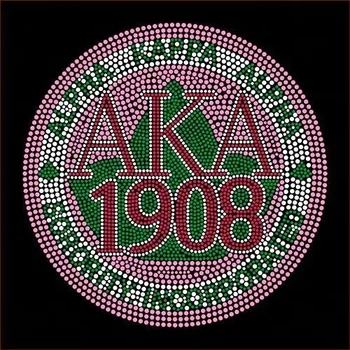 Aka 1908 Pink Green Clear Crystal Hotfix Motif Custom Sorority ...