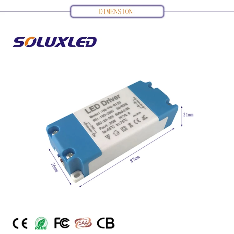 Flicker Free Galvanic Isolation LED Driver 20W by SOLUXLED