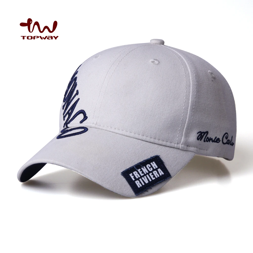 6 Panel Structured Cotton Embroidery White Color Racing Baseball Cap ...