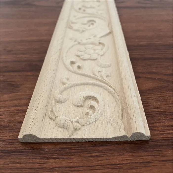 Flower Style Beech Lumber Embossed Moulding Carved Wood