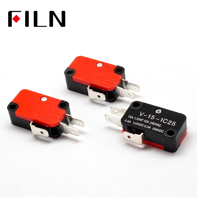 Micro Limit Switches 15a 250v 125v No+nc+com 4.8mm 3 Pins Spdt Microwave Arc Roller Lever V-151 ...