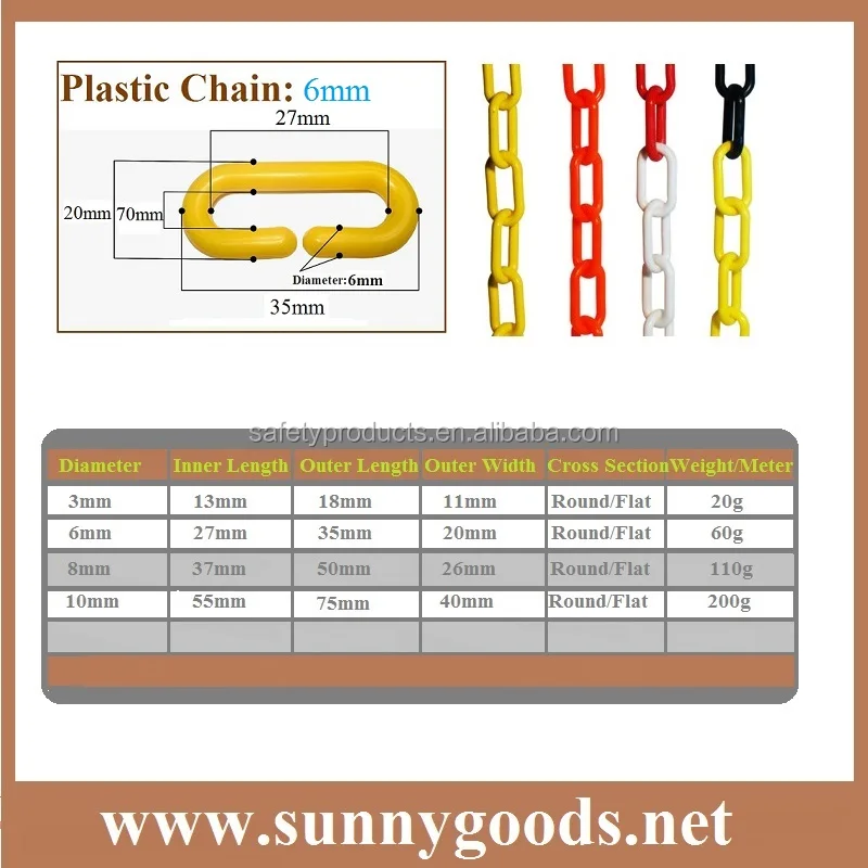 High Quality 6mm Yellow Plastic Link Chain - Buy Plastic Link Chain,6mm ...