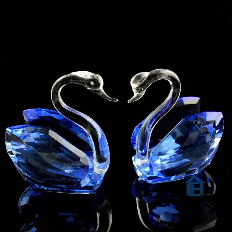 Wholesale Exquisite Design 3d Sculpture Blue Crystal Swan Pair Crystal ...