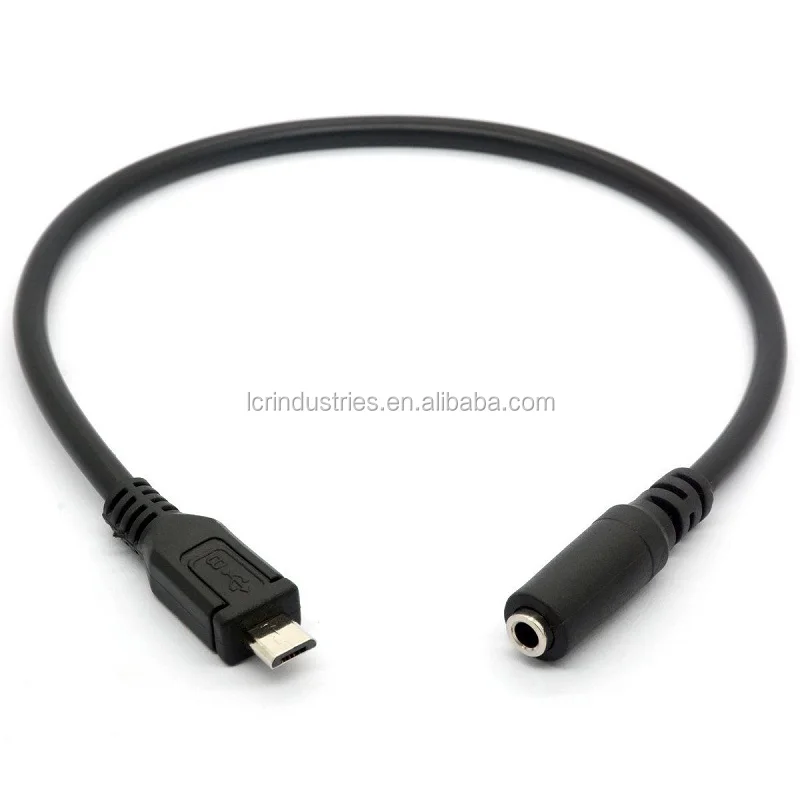 Male Micro USB Jack to 3.5MM Female Socket Audio Cable