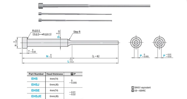 Hasco Z40 Cylinder Round Ejector Pins - Durable & Efficient