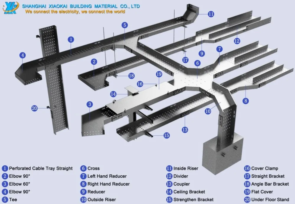 600*100 Electrical Ceiling Hang Perforated Ladder Cable Tray