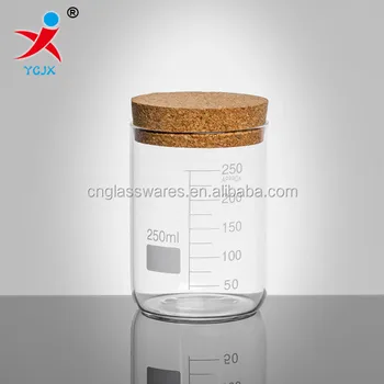 250ml Lab Glass Beaker Storage Jar With Cork Stopper - Buy Glass Beaker ...