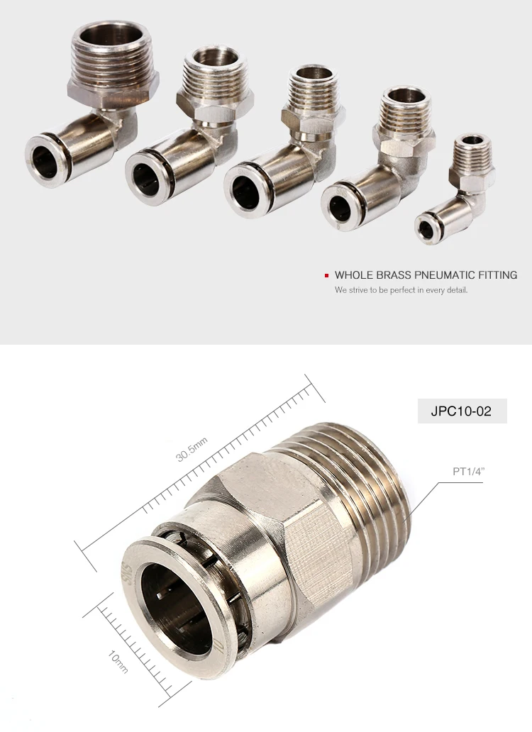 Sns Jpc Series Metal One Touch Thread Pipe Fittings Brass Pneumatic ...