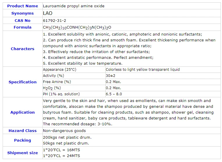 Lauryl Dimethyl Amine Oxide 30% - Versatile Raw Material